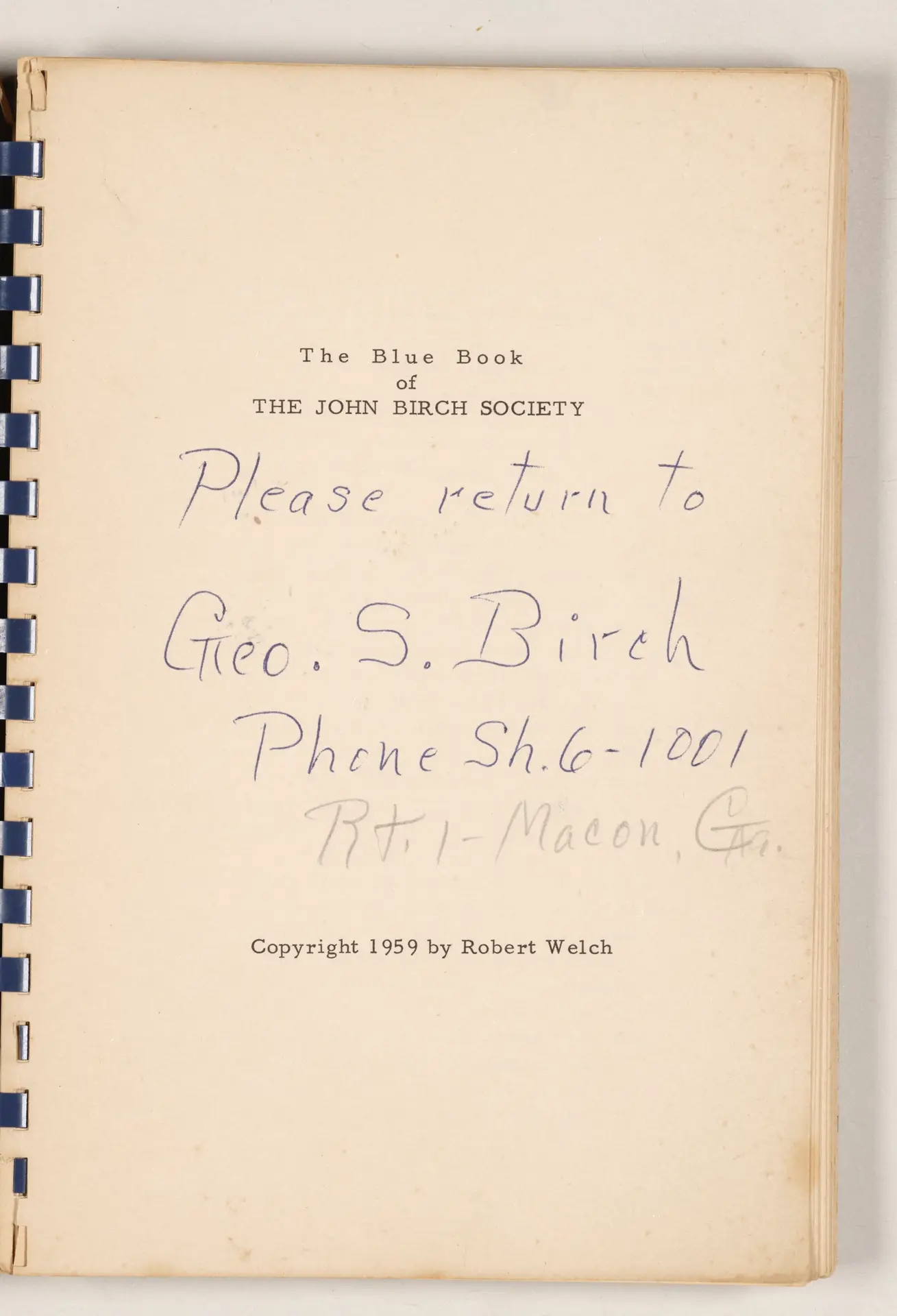 John Birch Society Founding Document: 'The Blue Book' of Father George ...