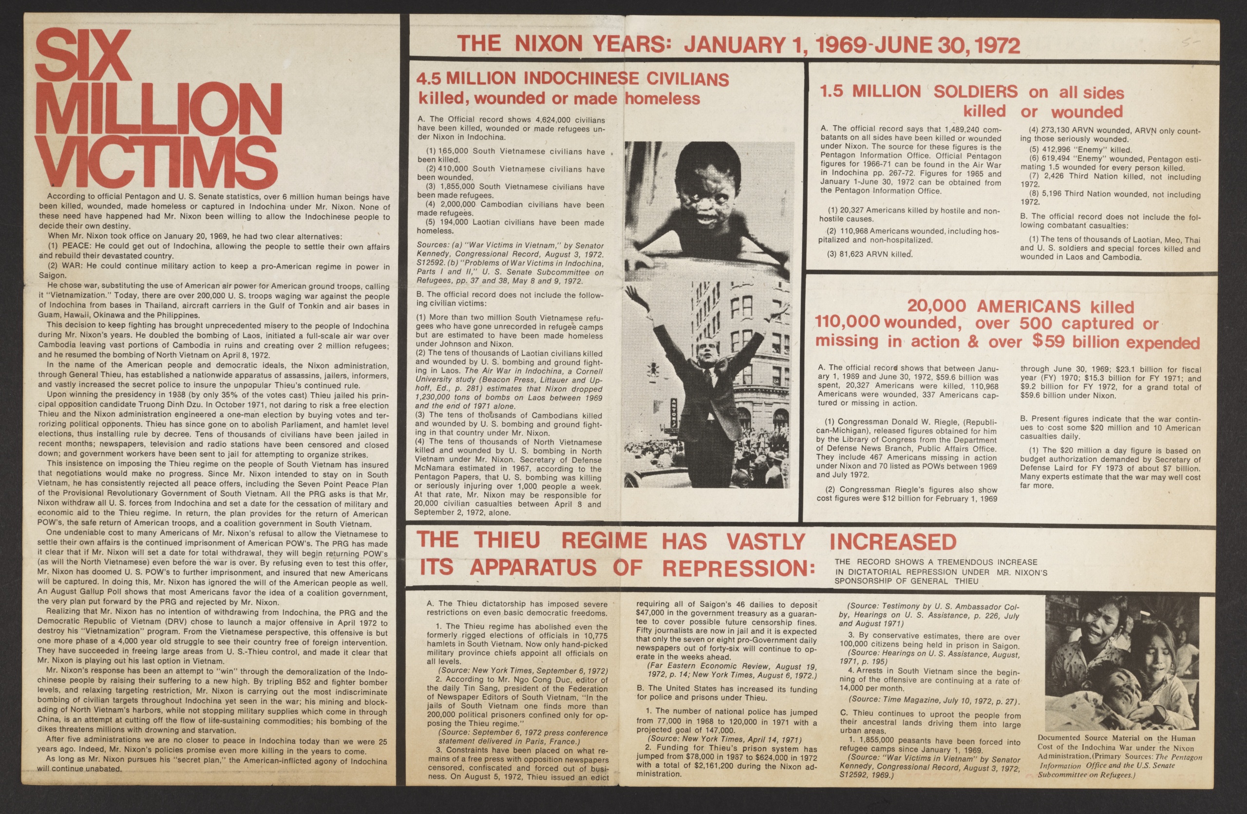 Anti-Vietnam War Pamphlet: "6 Million Victims – The Human Cost of the ...
