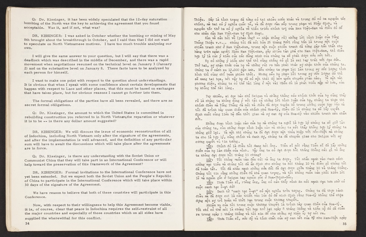 Document: 'Restoring Peace in Vietnam' with Commentary by Dr. Henry A ...