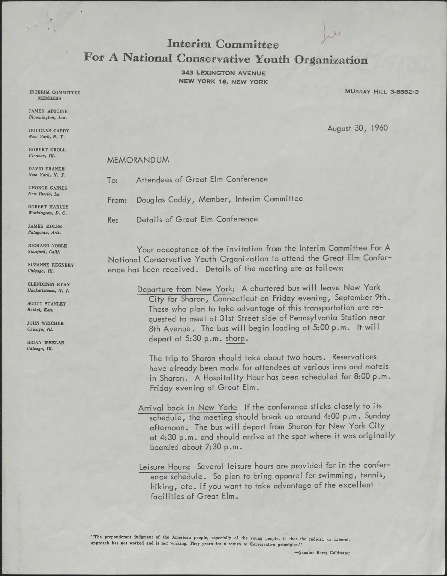 Memorandum & Agenda: Founding Conference of YAF (1960) - Museum of Protest