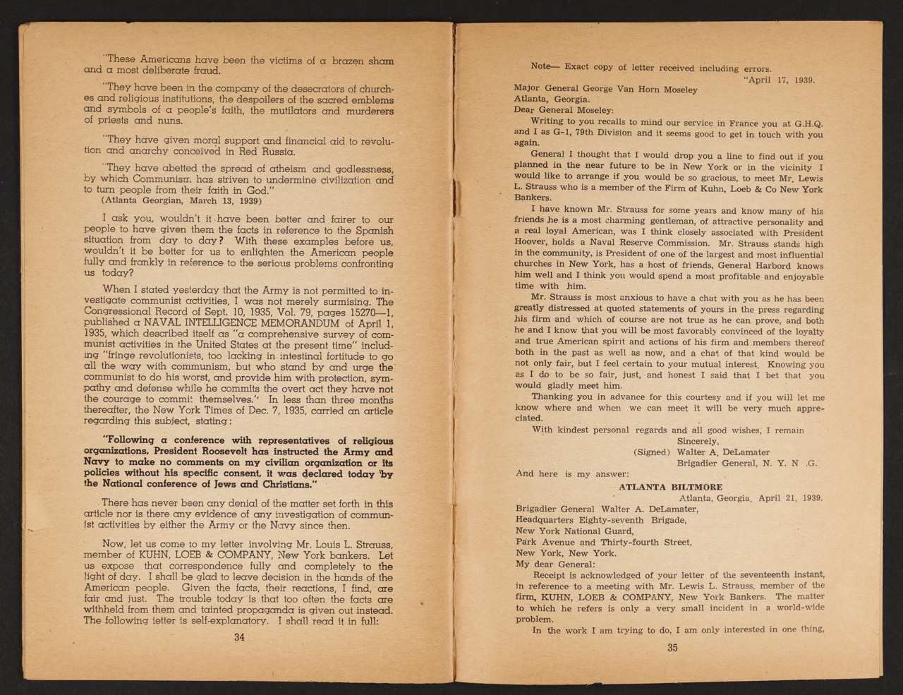 Pamphlet: Major-General George Van Horn Moseley, American Patriot ...