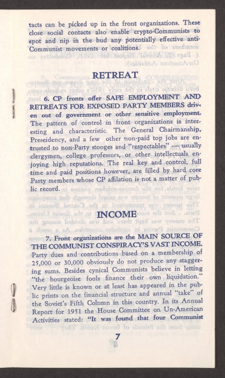 Pamphlet: “Communist Fronts: Their Nature & Objectives” - Museum of Protest