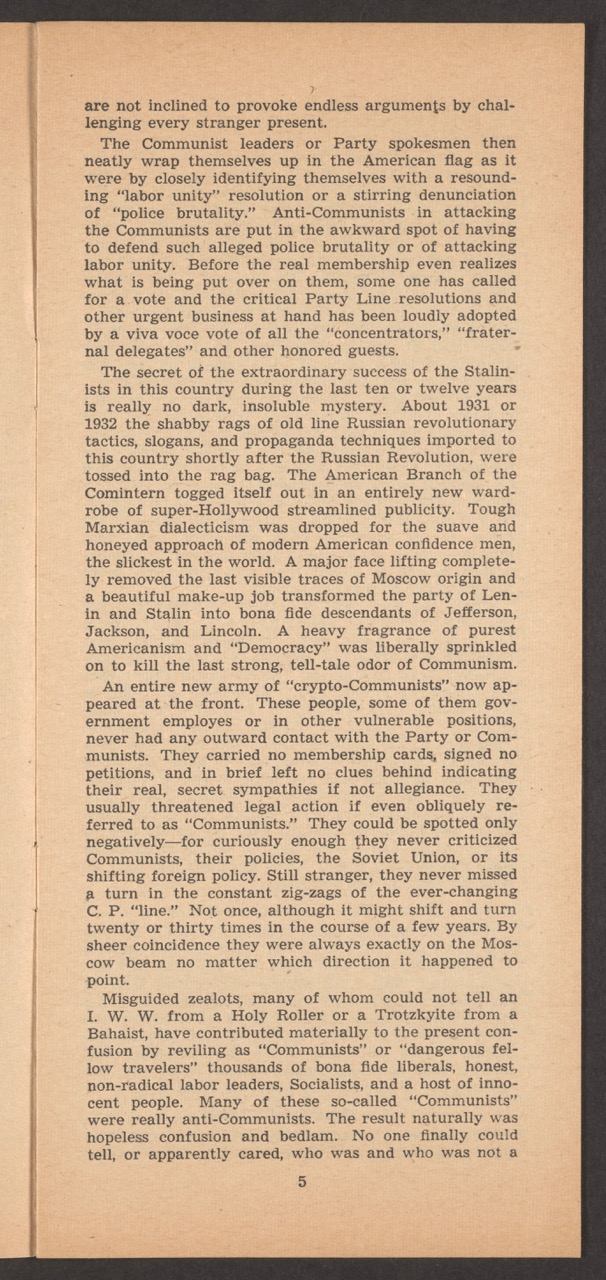 Pamphlet: “How to Spot a Communist and Slick Tricks of the Commies ...