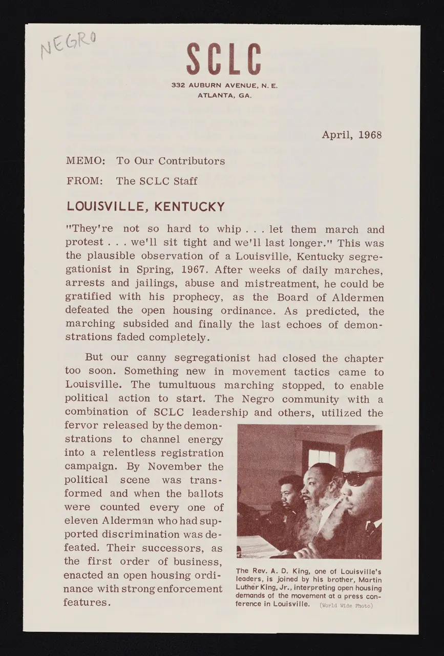 Pamphlet: 1968 SCLC Donor Appeal and Campaign Update - Museum of Protest