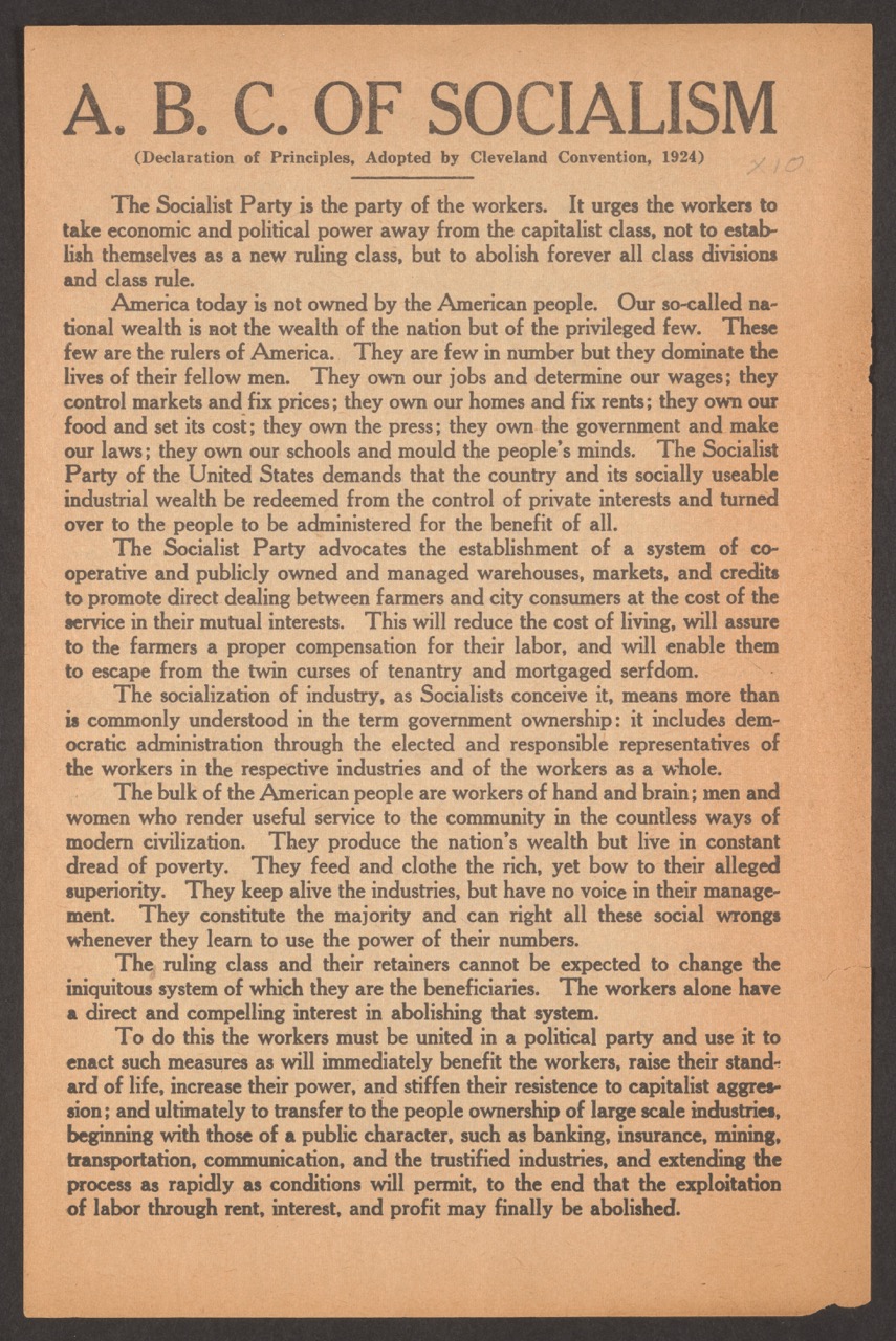 Pamphlet: “A.B.C. of Socialism” (1924) - Museum of Protest