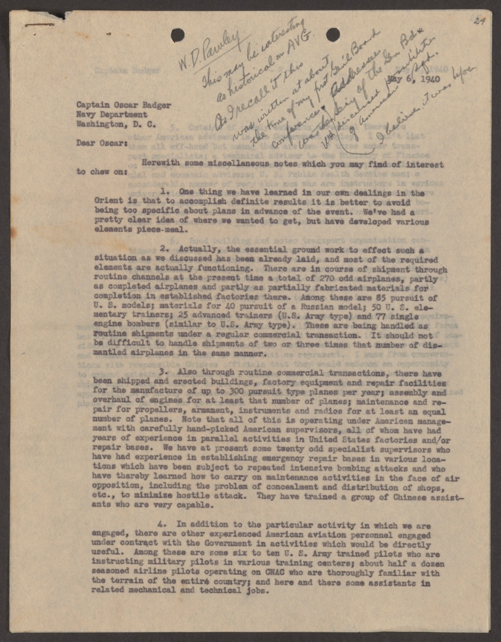 Letter to Oscar Badger (May 6, 1940) - Museum of Protest