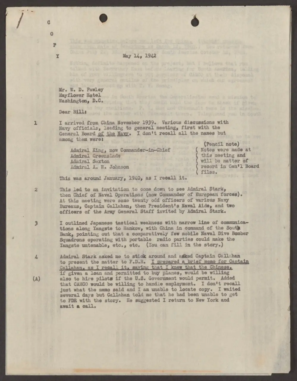Memo: Bruce G. Leighton to William D. Pawley (1942) - Museum of Protest
